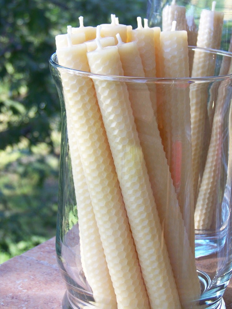 Natural Beeswax Tapers Two Candles 8.25 inch by YourBeeswax