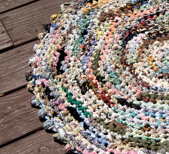 Items similar to Crochet / Vintage / Primitive Rag Rug / Repurposed on Etsy