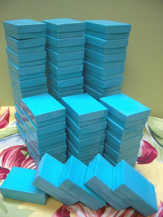 100 Pack Teal Blue Boxes 3.25 x 2.25 x 1 in // by displaydiva