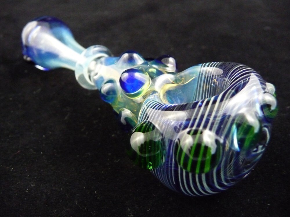 Items similar to Glass Pipe - Crown of Jewels - Blue - Hand Blown Glass ...