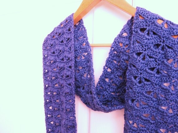 Handmade Scarf Crocheted Periwinkle Blue By Rosejasmine On Etsy