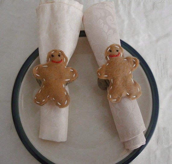 Items similar to Holiday Ginger Bread Boys Napkin Rings on Etsy