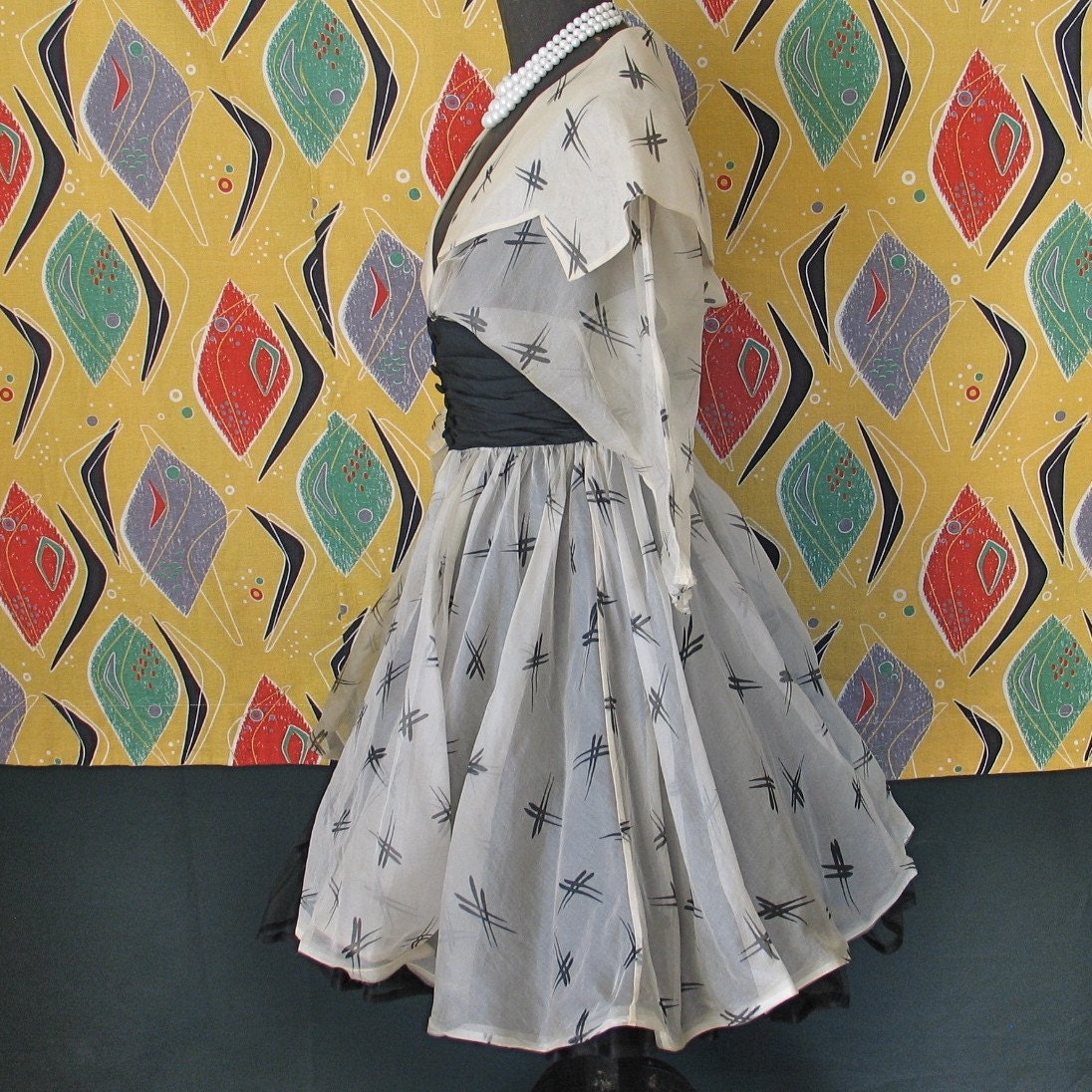 Molly Modes Of New York 50s Sheer Silk Organza Over Dress