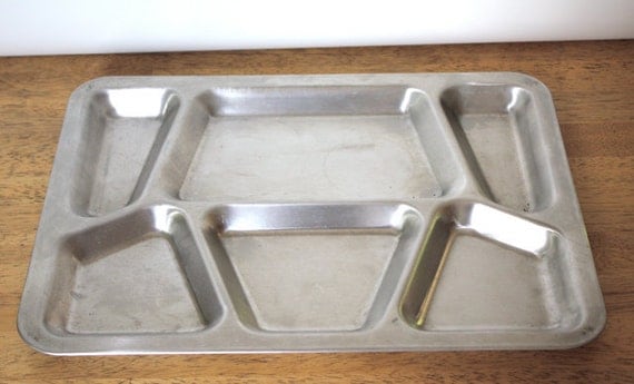 Vintage INDUSTRIAL Metal Lunch Tray Set of 4 by aniandrose on Etsy