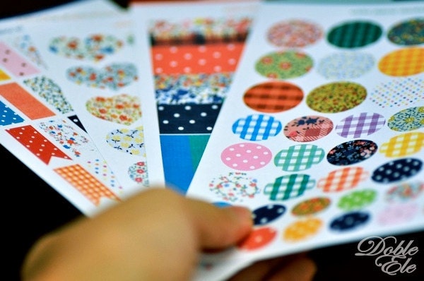 Fabric Sticker 4 Sheets by DobleEle on Etsy