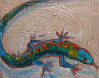 Popular items for lizard painting on Etsy