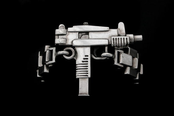Items similar to Sterling Silver Uzi Gun Bracelet on Etsy