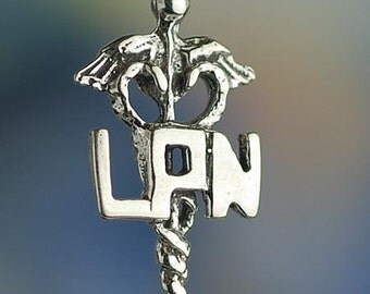 LPN Charm Licensed Practical Nurse Sterling Silver Caduceus Symbol
