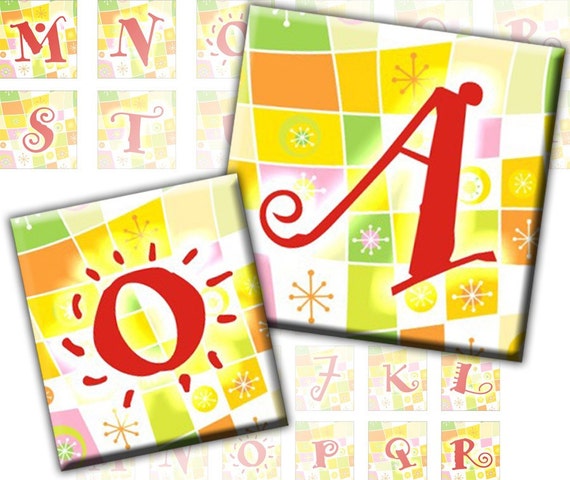 Pretty Colorful Alphabet Letters 2-in-1 digital collage sheet