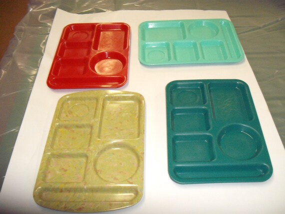 Vintage multi colored school lunch trays