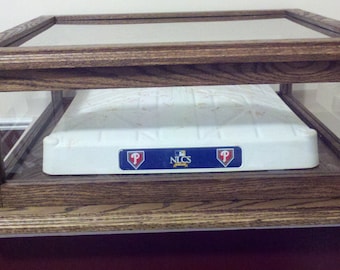 baseball bat display case with ball holder solid oak