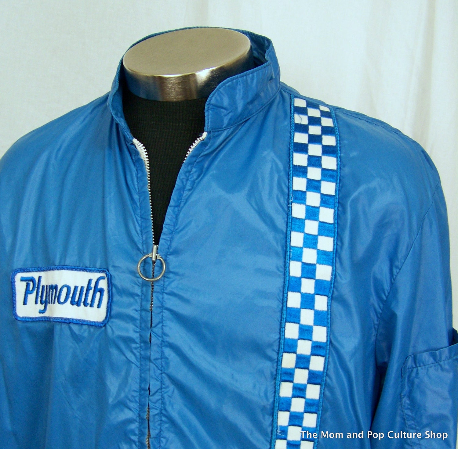 Vintage 1960s Plymouth racing jacket checkerboard windbreaker