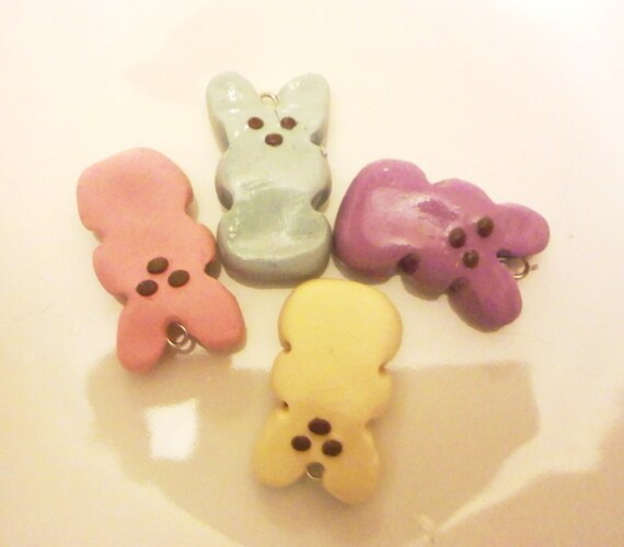 Marshmallow Bunny Peep Necklace Charms