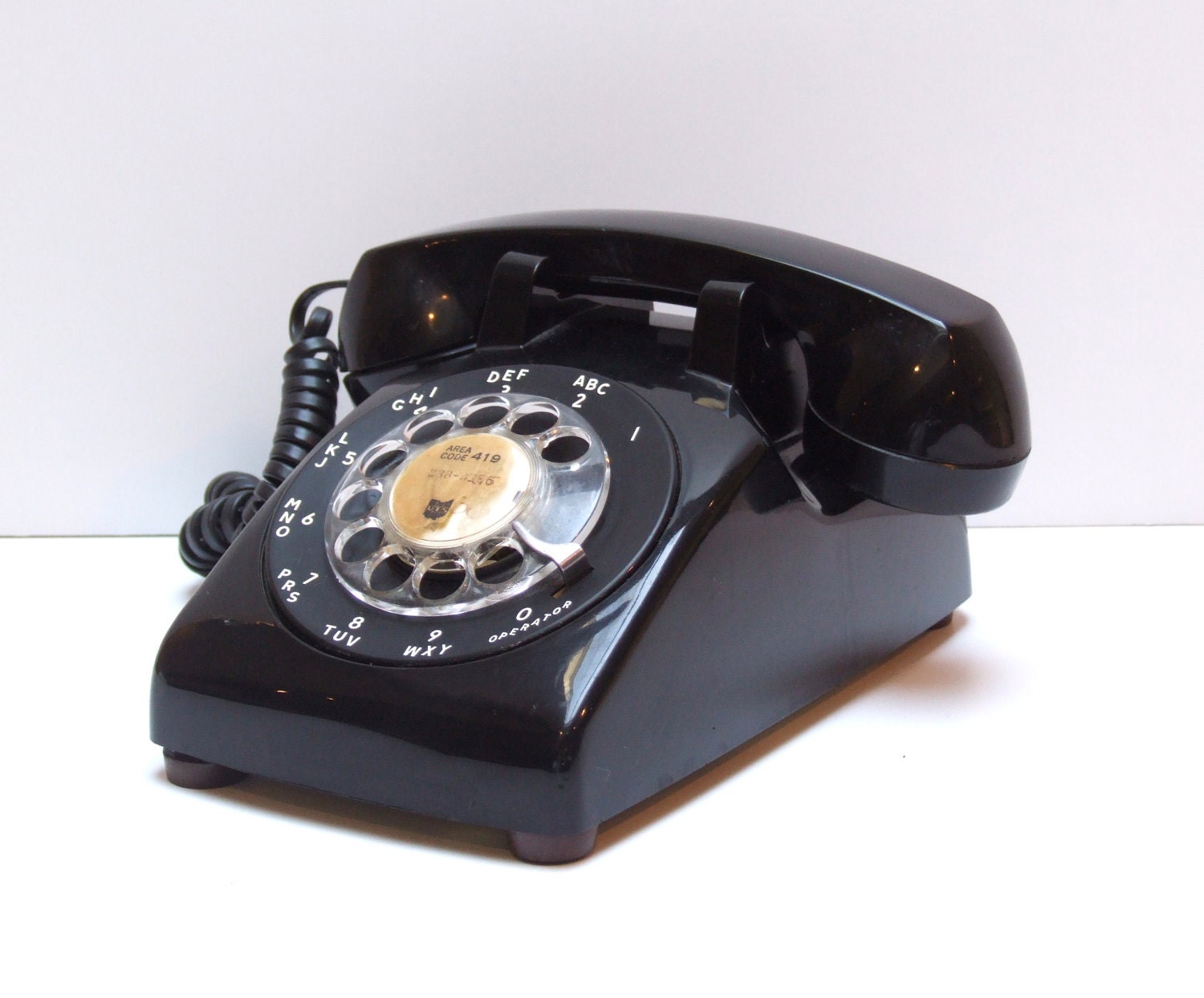 Rotary Telephone with Plastic Dial Black 1980s