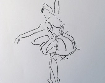 Charcoal drawing ballet original by galeriaVarte on Etsy