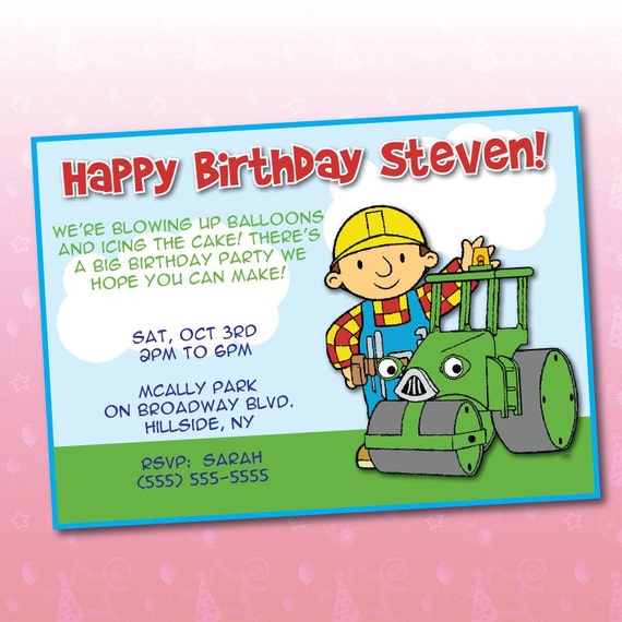 Bob The Builder Birthday Invitations