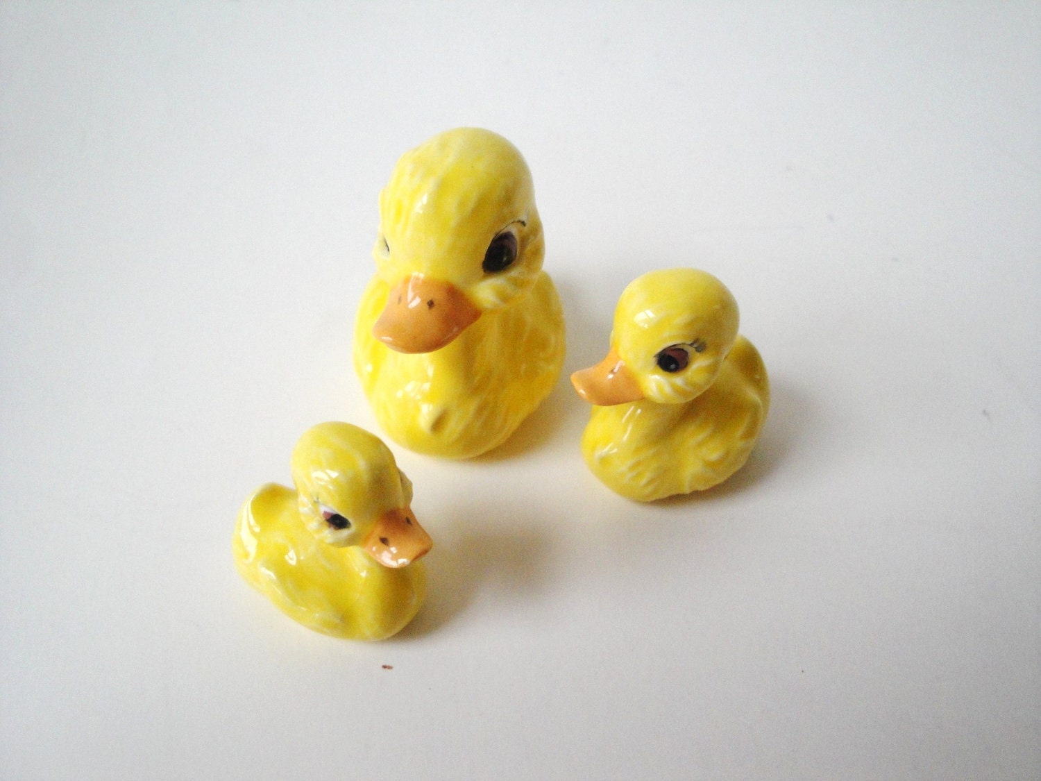 Tiny Yellow Ducks Ceramic Figurines Set of 3 by VintagePatriotGirl