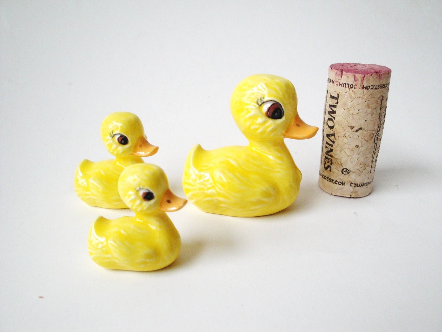 Tiny Yellow Ducks Ceramic Figurines Set of 3 by VintagePatriotGirl