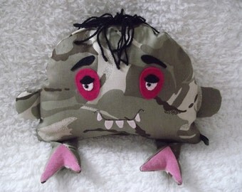 Handmade Monster Pillow, Art Toy, Pink and Camouflage Monster of Love ...