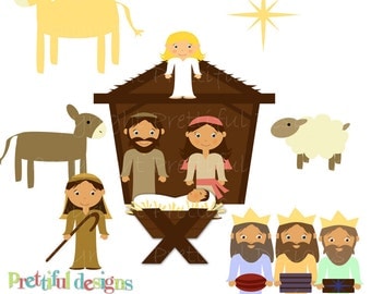 Christmas Nativity Silhouette Clip Art for Commercial Use