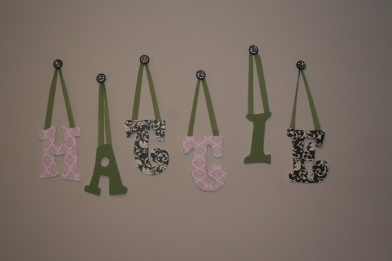 Items similar to Sage Green, Black Damask and Pink Damask Themed Wall ...