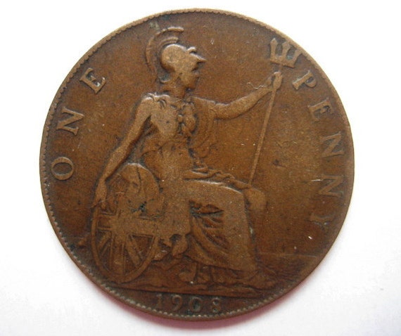 1908 United Kingdom Bronze Coin One Penny King Edward VII 1908-united-kingdom-bronze-coin-one-penny-king-edward-vii