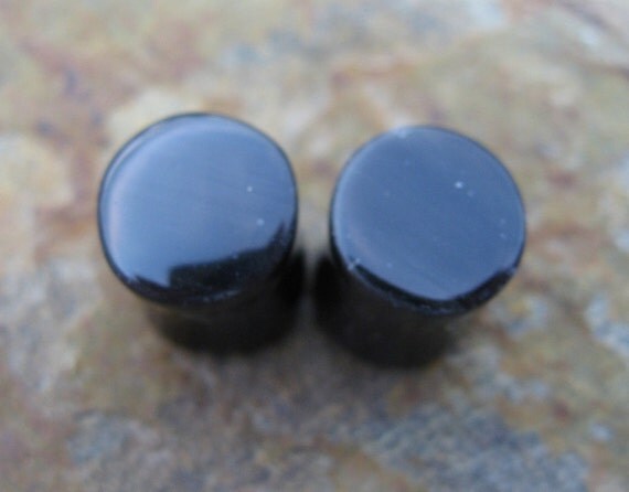 00 Gauge Black Obsidian Ear Plugs