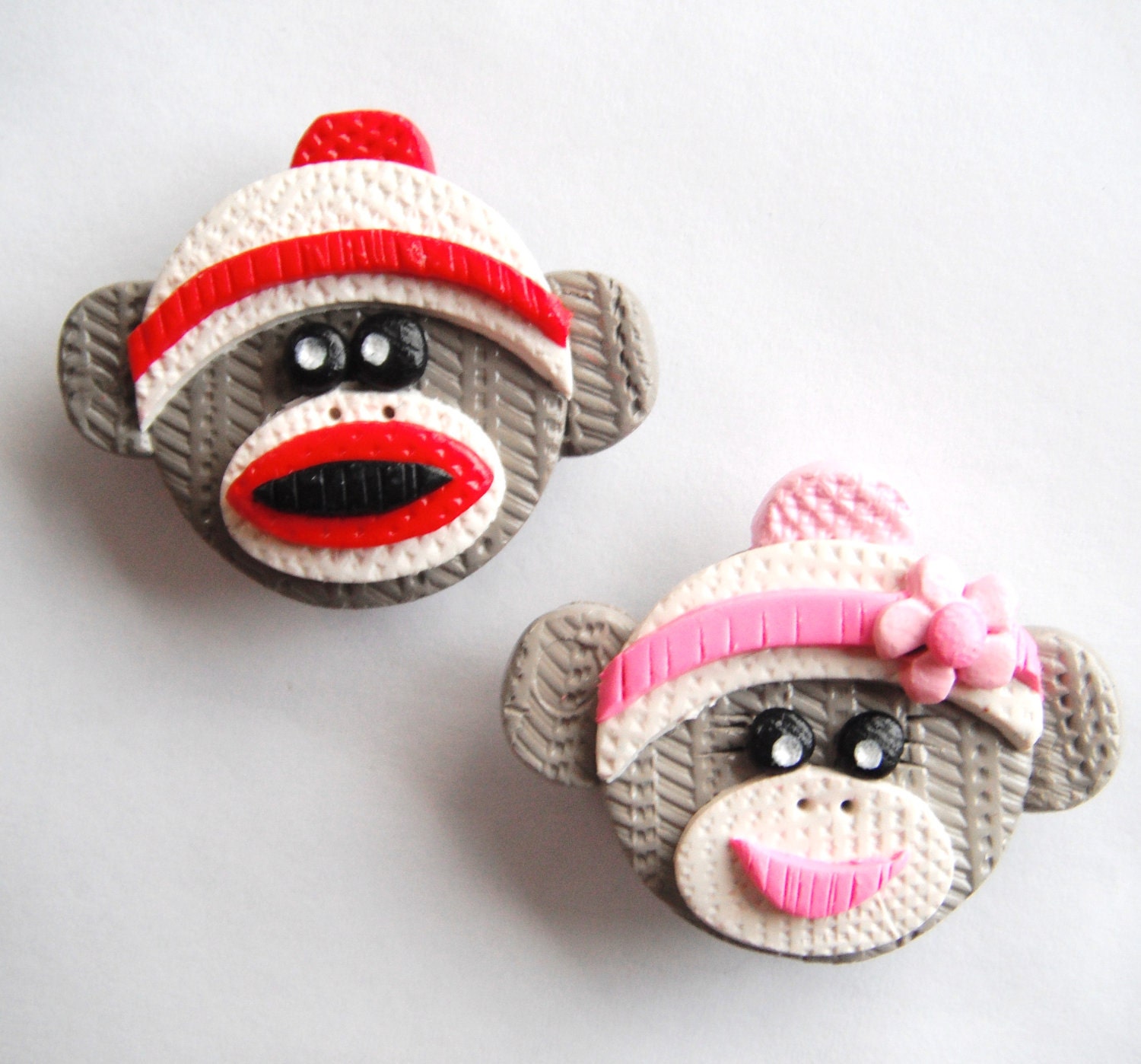 Magnet Sock Monkeys handmade polymer clay magnets by digitsdesigns