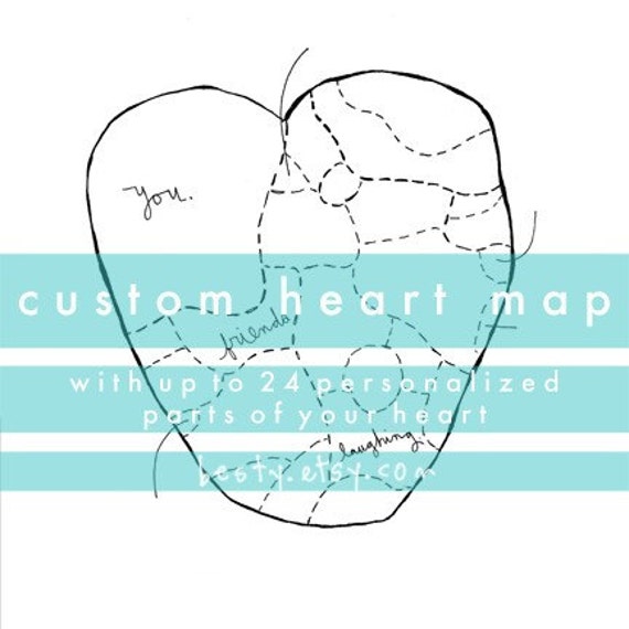 Items similar to unique heartfelt gift - custom heart map art print - 8 ...
