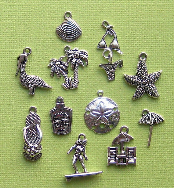 Beach Charm Collection Antique Silver Tone 11 by BohemianFindings