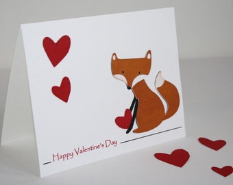 Fox valentine card | Etsy