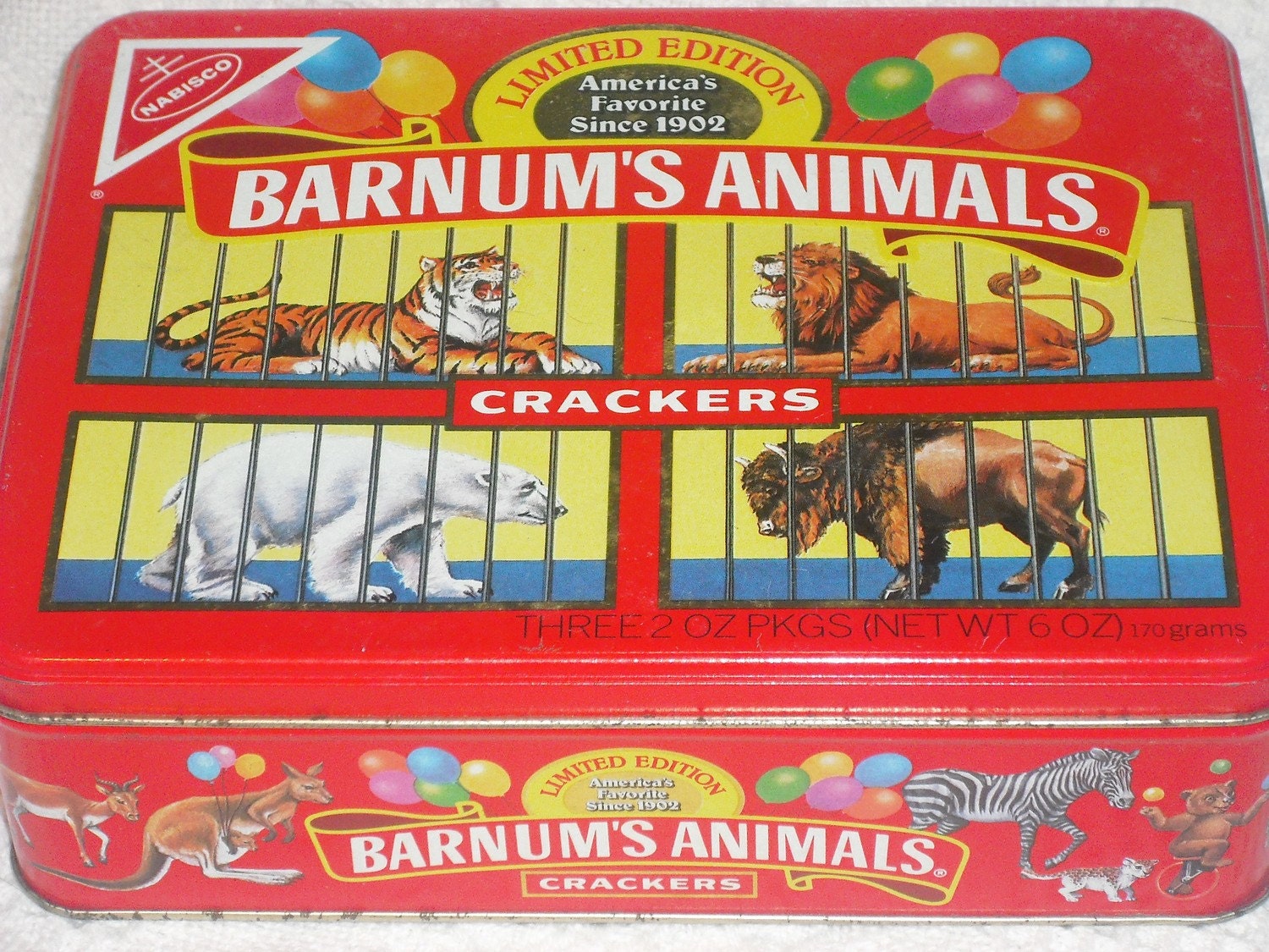 Vintage Barnum’s ANIMAL CRACKERS Tin Container Limited Edition Nabisco ...