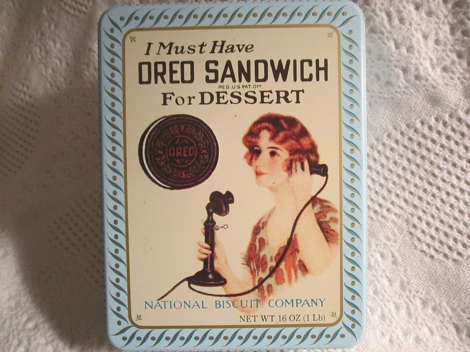 Vintage Robin Egg Blue OREO COOKIE Tin Container Like New Americana ...