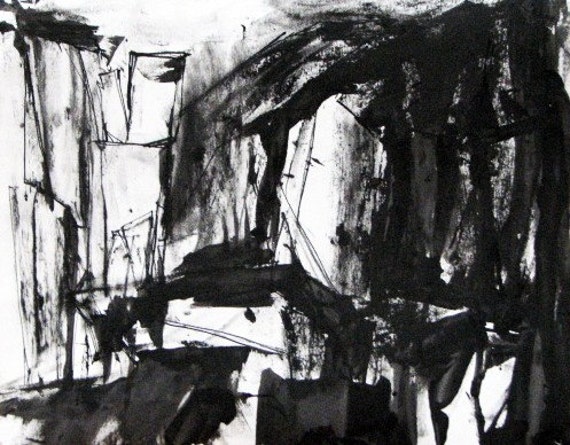 Original Ink and Charcoal Drawing Untitled