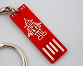 Items similar to Circuit Board Keychain with Robot - lights up on Etsy