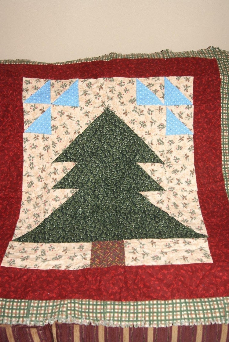 O Christmas Tree Rag Accent Decorative Quilt by SewMuch4me2do