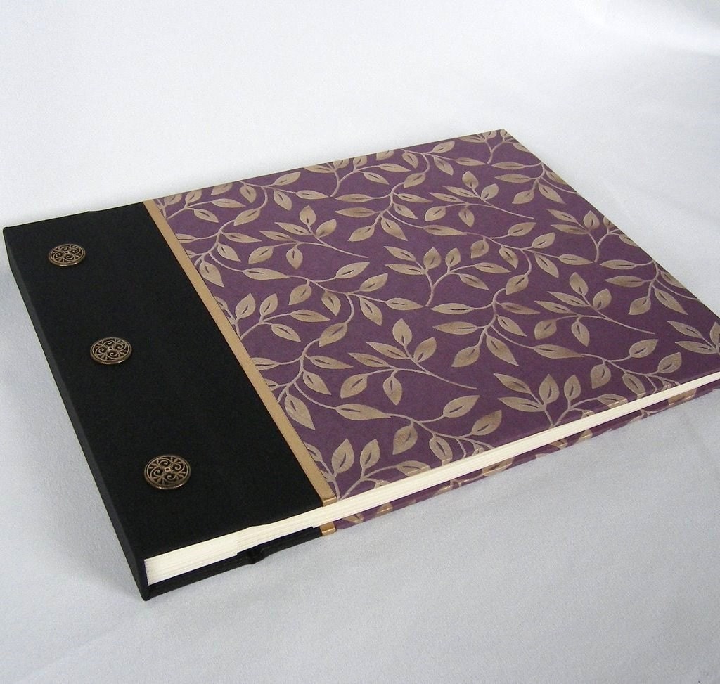 Gold Leaves on Purple 9x12 Photo Album Scrapbook
