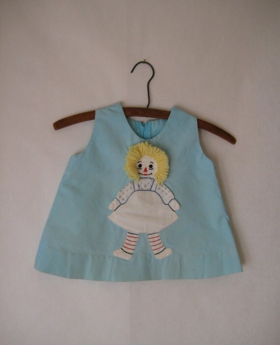 Items similar to vintage raggedy ann dress. applique girls dress ...