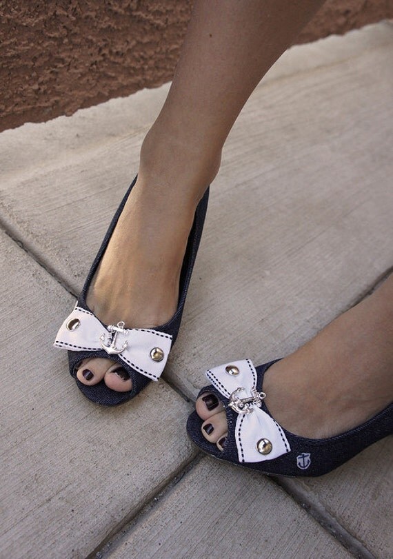 Olivia Paige Sailor Pin Up style shoes with bows/anchor and