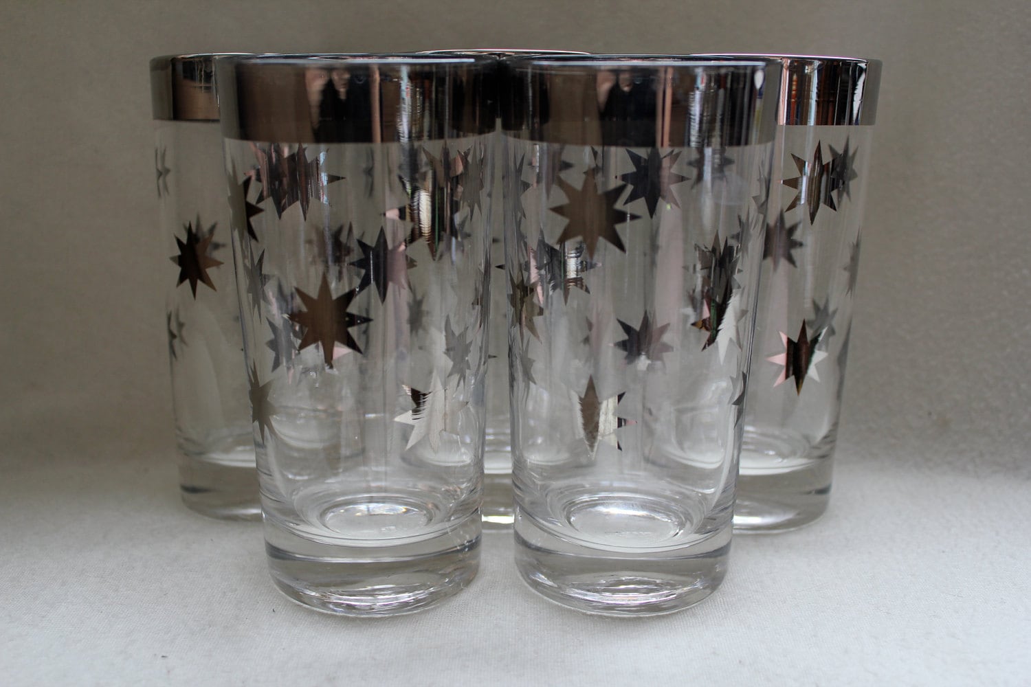Glass Set with Atomic Starburst Pattern Mid Century Modern