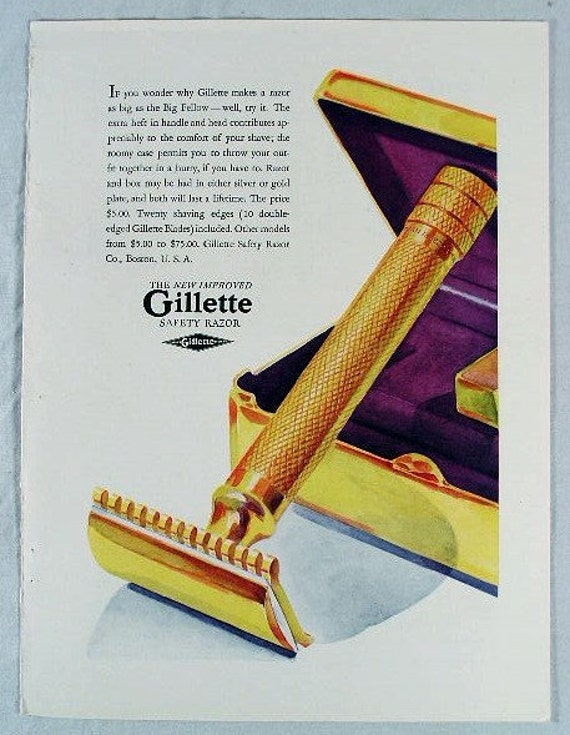 Vintage Advertisement for Gold Plated GILLETTE BIG FELLOW