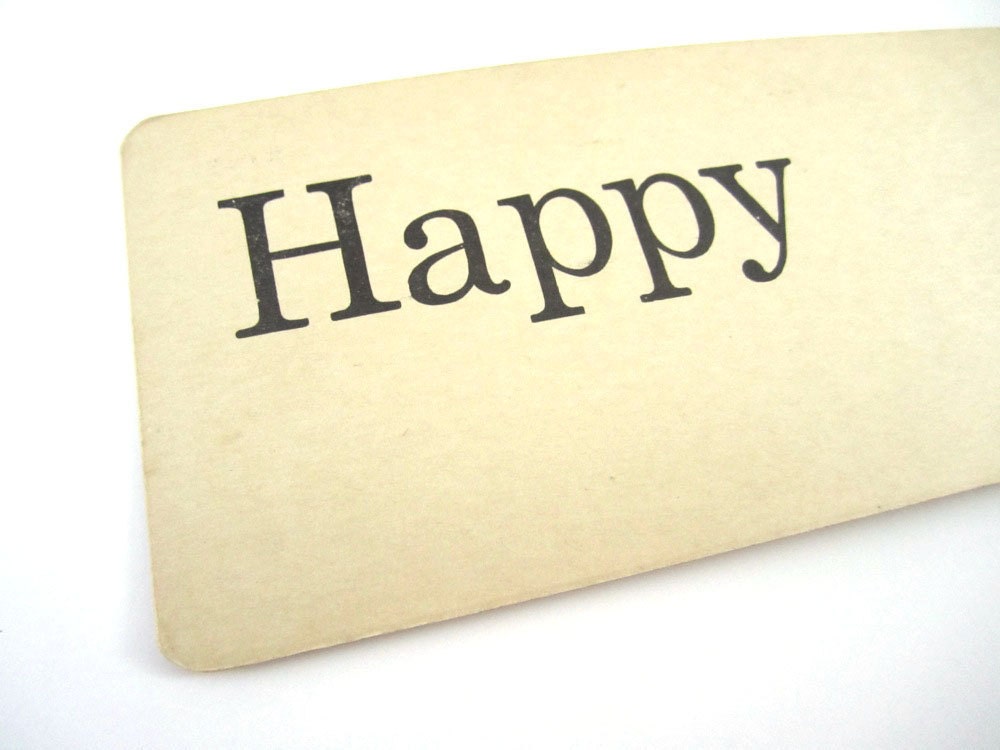 Vintage Flash Card HAPPY word