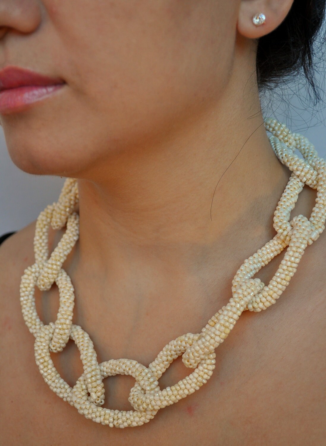 Glass Beaded Chain Necklace by defneodemis on Etsy