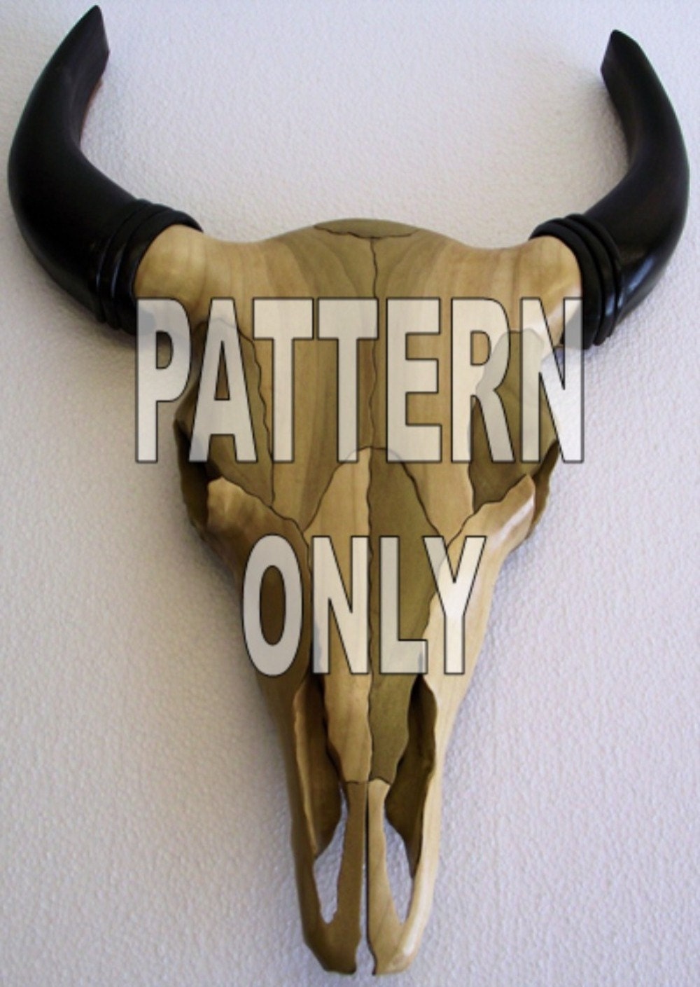Buffalo Skull Intarsia wood Pattern