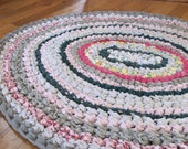 Items similar to Crochet Rag Rug in Pinks and Greens on Etsy