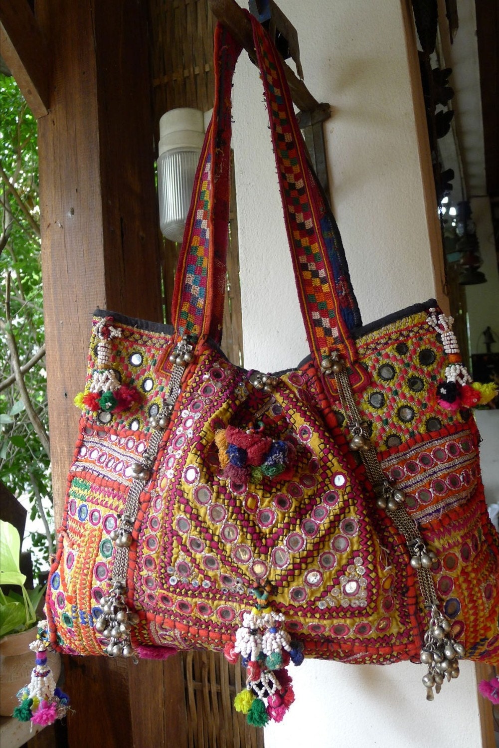 Luxury Tribal Indian Textiles Embellished Shoulder Bag