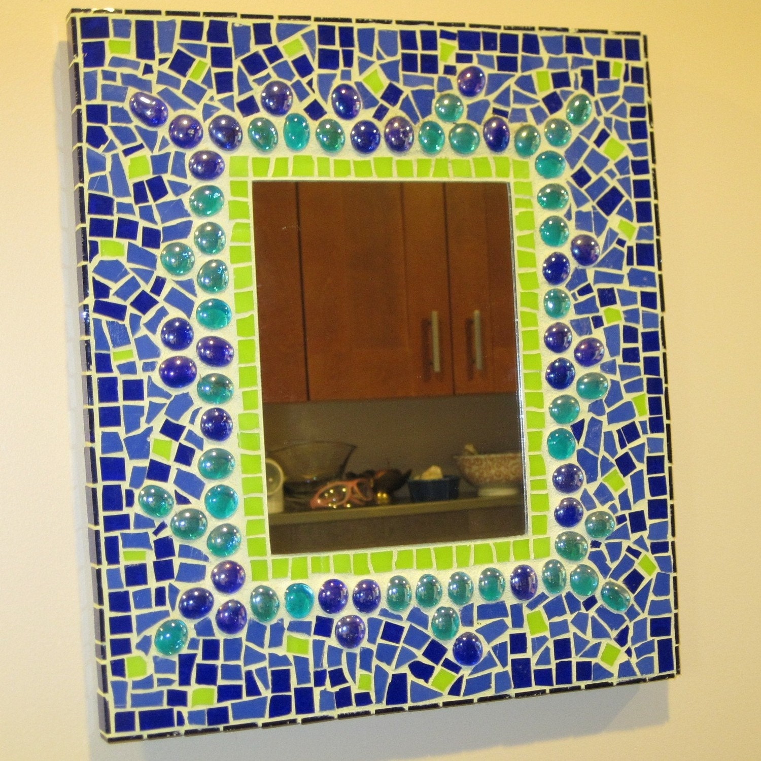 Sparkling Gem Stained Glass Mosaic Mirror by cocoroodesigns