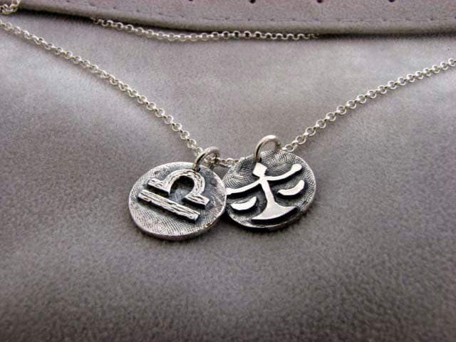 Sterling Silver Libra Zodiac Sign Necklace