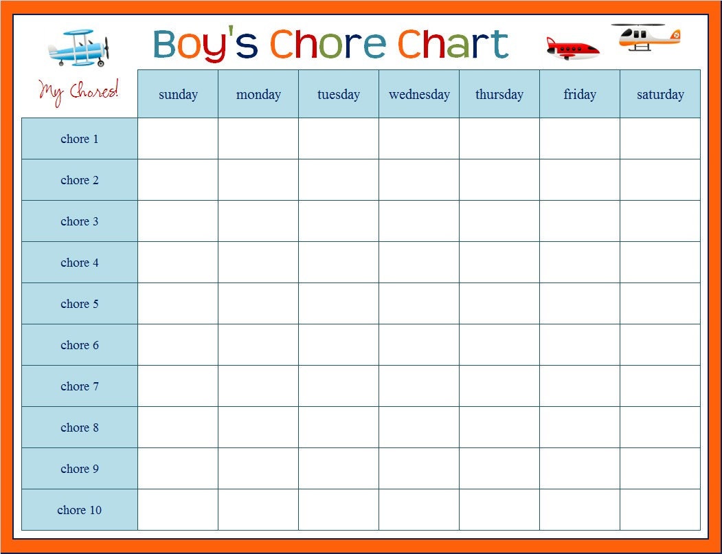 Seputarberitaduniakita Chore Chart Templates
