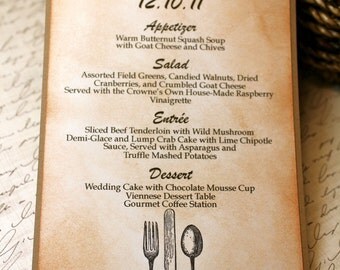 Victorian menu | Etsy